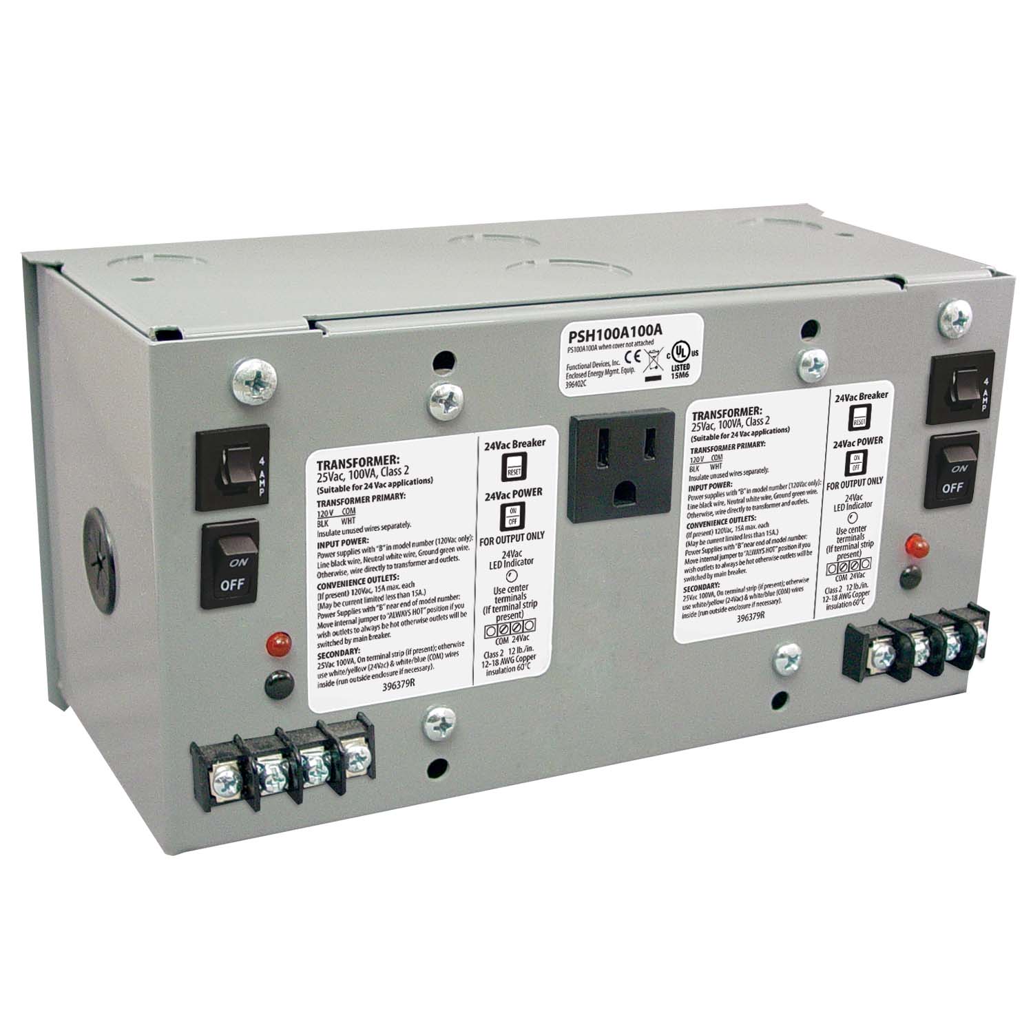 PSH100A100A | ENCLOSED DUAL 100VA 120 TO 24V 120 TO 24VAC UL CLASS II ...