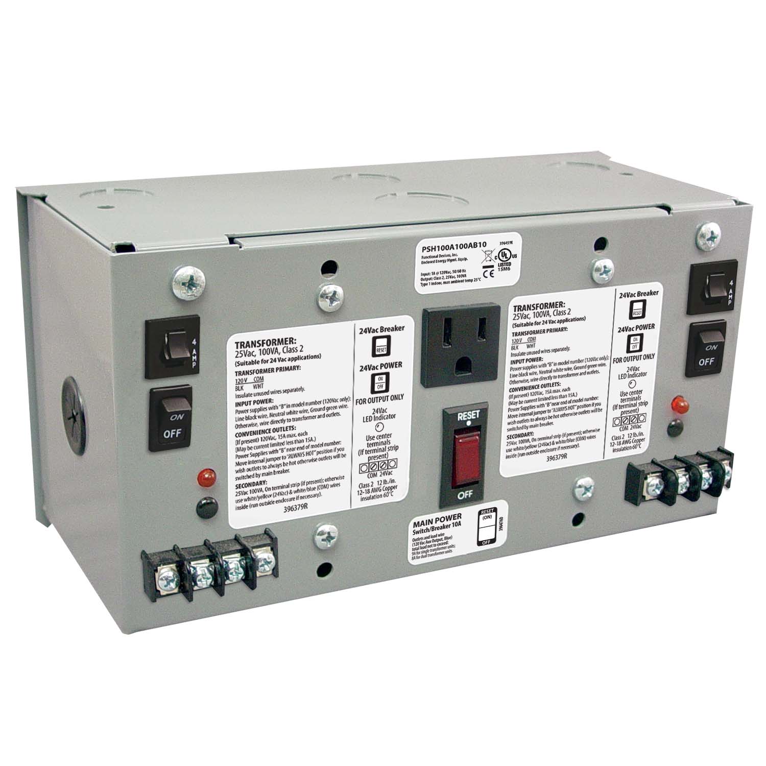 PSH100A100AB10 | ENCLOSED DUAL 100VA 120 TO 24V 120 TO 24VAC UL508 ...
