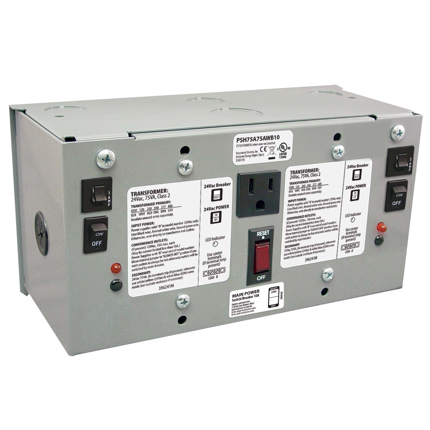 PSH75A75AWB10 | Dual 75 VA 120 to 24 Vac UL Class 2 Secondary Wires 10 ...